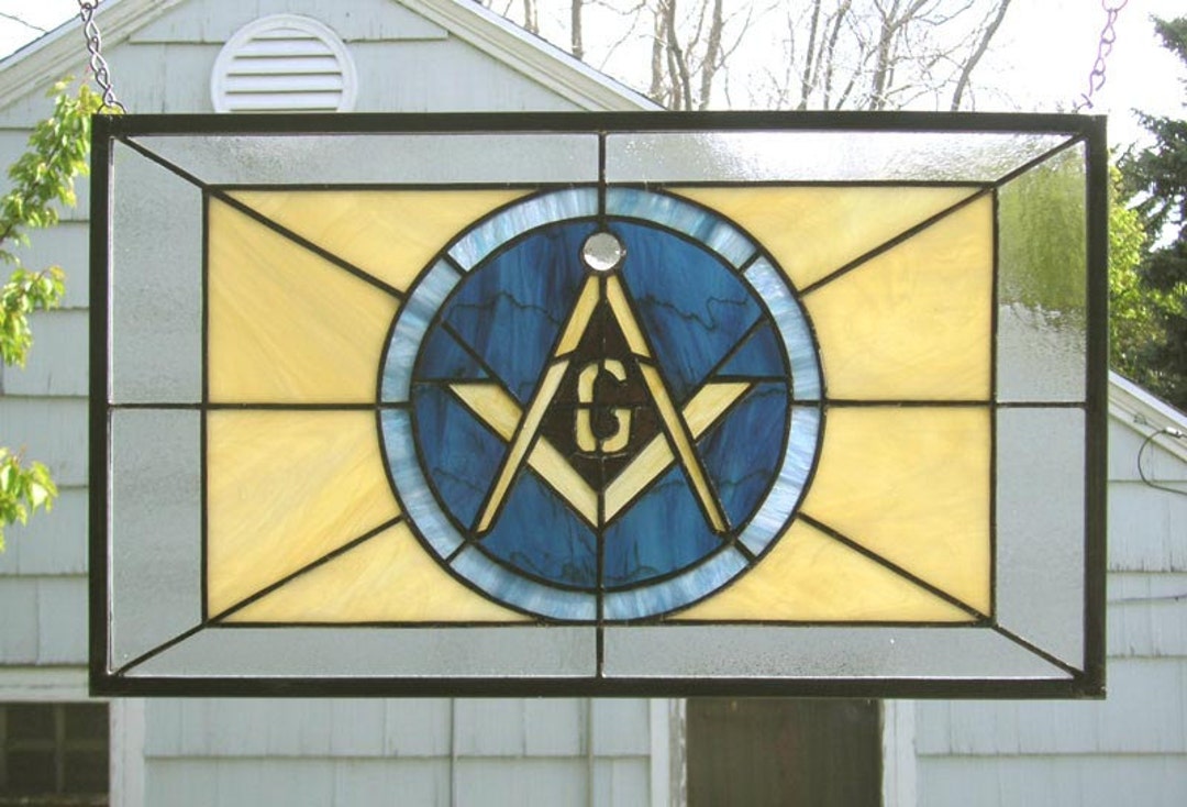 Stained Glass Window Panel--masonic Symbol- 11" X 19" - Etsy