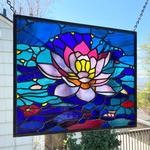 Lotus Flower Portrait - Stained Glass Window Panel - Etsy