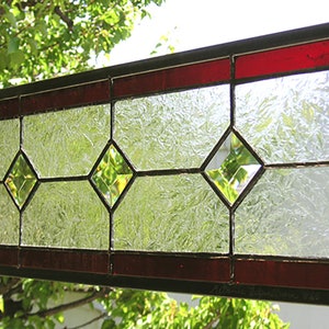 Stained Glass Window Panel--red and Clear Textured Transom With Bevels ...