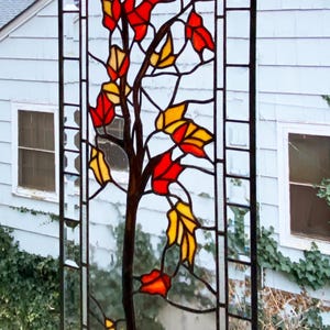 Maple Tree in Autumn--13" X 36" --stained Glass Window Panel - Etsy