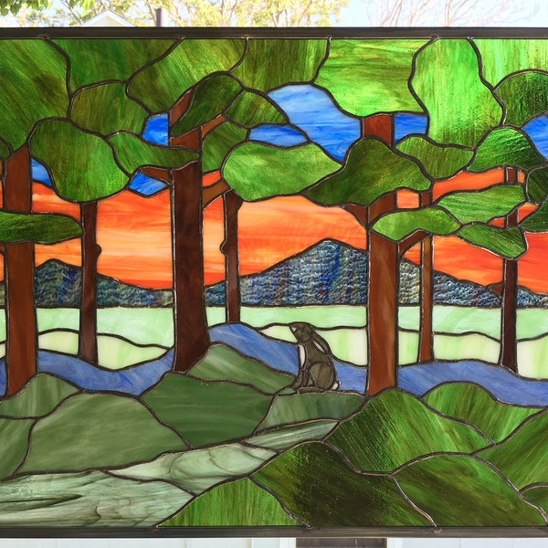 Woodland Scene Stained Glass Window - Etsy