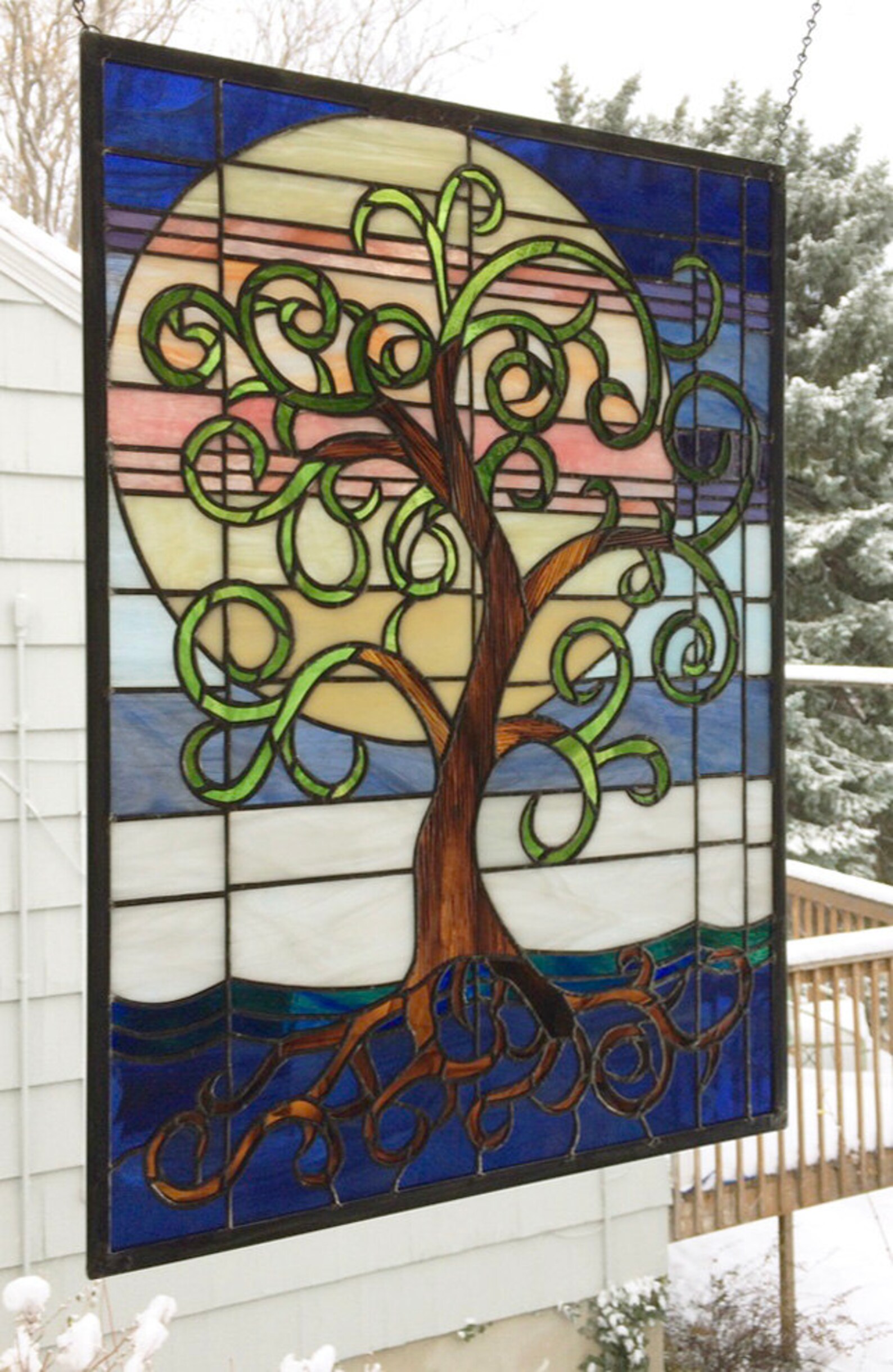 Stained Glass Window Paneltree of Life Landscape 18 X | Etsy