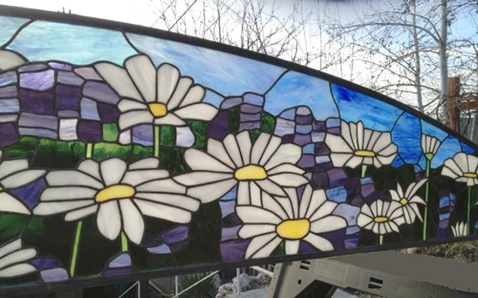 Stained Glass Window Paneldaisy and Lavender Field Transom | Etsy
