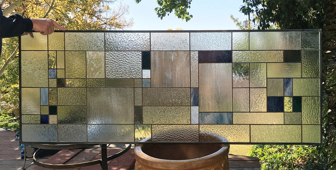 Arts and Crafts Style in Clear Textured, Gray and Blue Tones Geo-- 25 1 ...