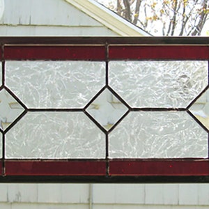 Stained Glass Window Panel--red and Clear Textured Transom With Bevels ...