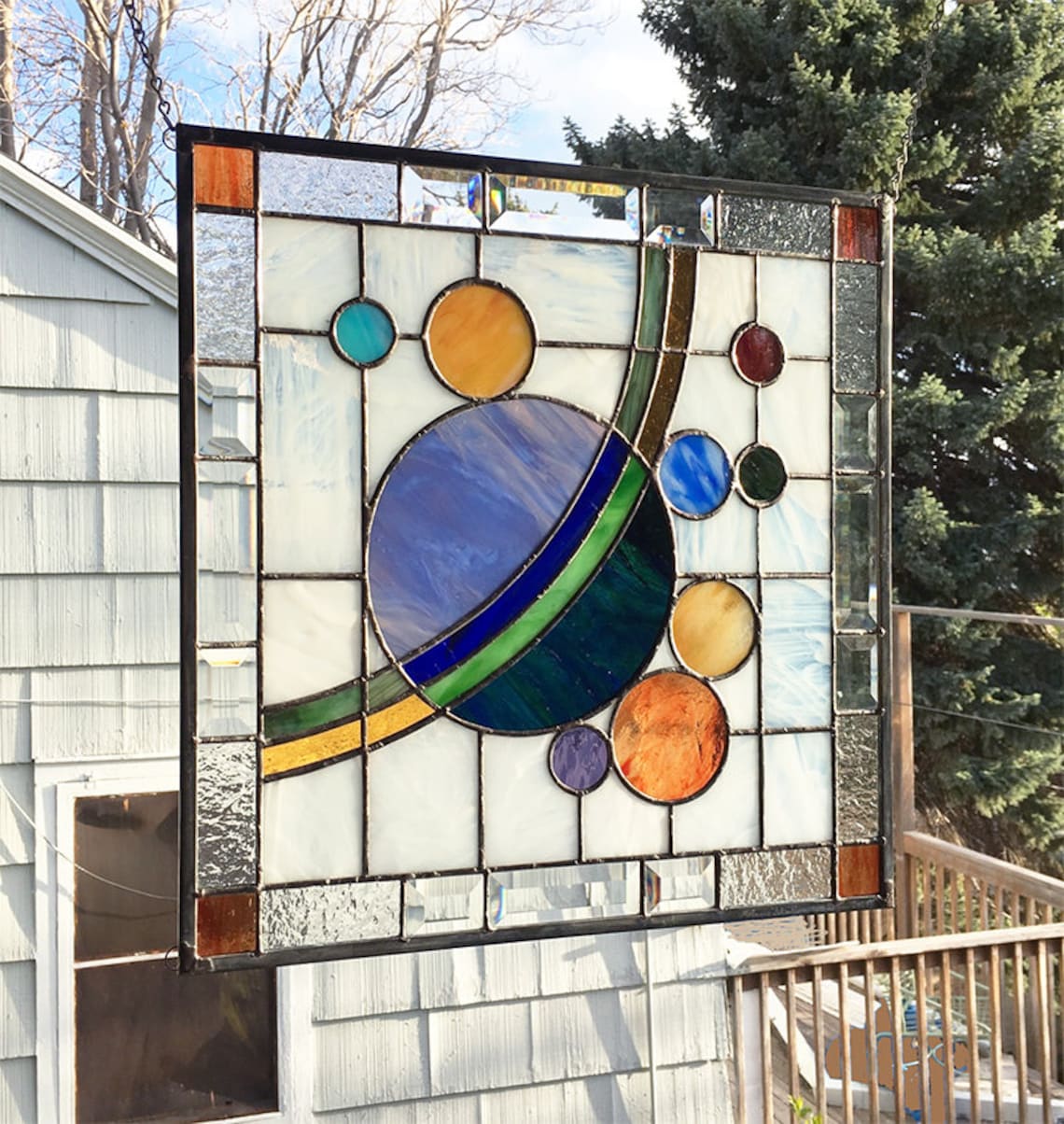 Galaxy #3 -stained Glass Window Panel--18" X 18" - Etsy