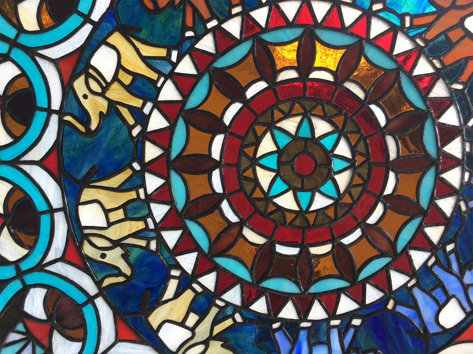 Stained Glass Window Panelmandala Geometric-18 X 34 - Etsy