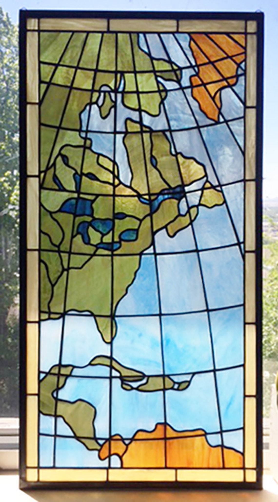 Stained Glass Window Panelantique Map of Eastern Seaboard | Etsy