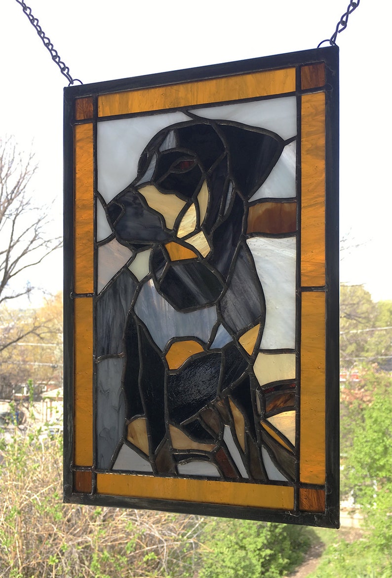 Stained Glass Panel Loved Doberman Portrait 8 X - Etsy