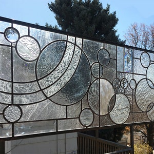 Stained Glass Window Panel-- Circle Study Geometric --12" X 28" - Etsy