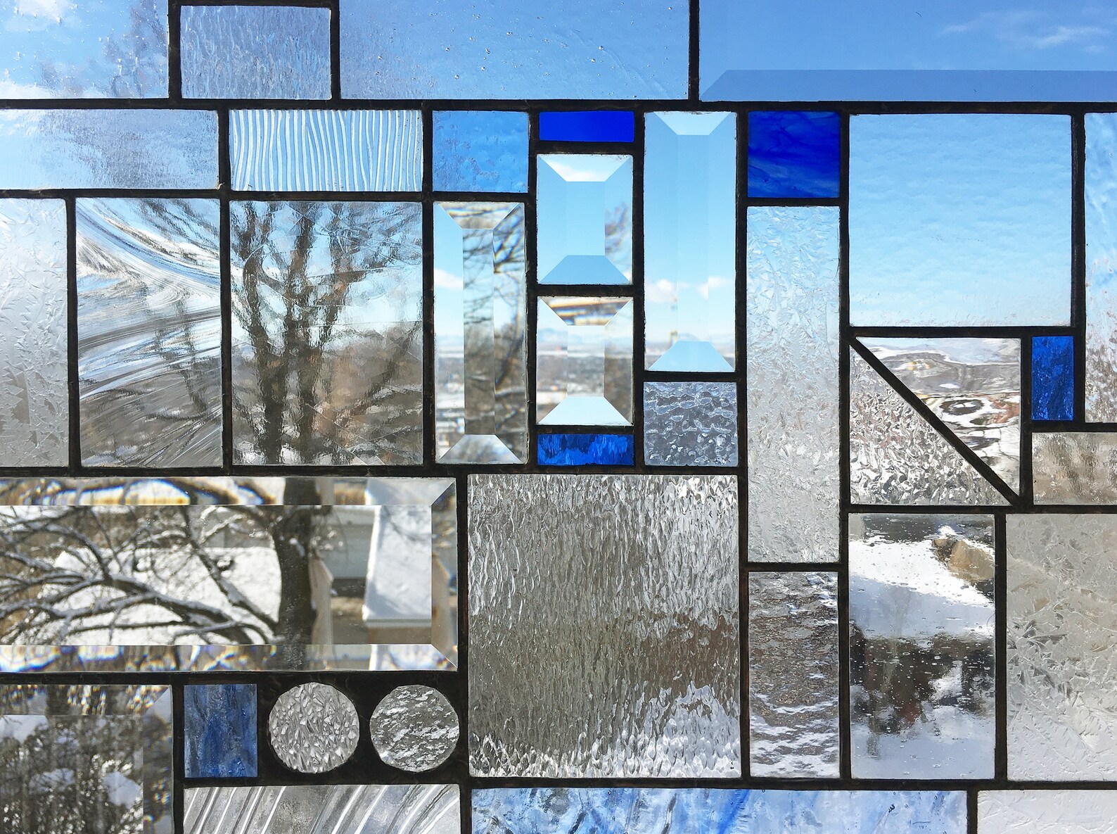 Stained Glass Window Panelmission Style Clear & Blue | Etsy