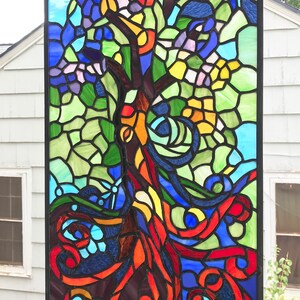 Stained Glass Window Panel--tree of Life in Bloom - 14" Wide X 22.5 ...