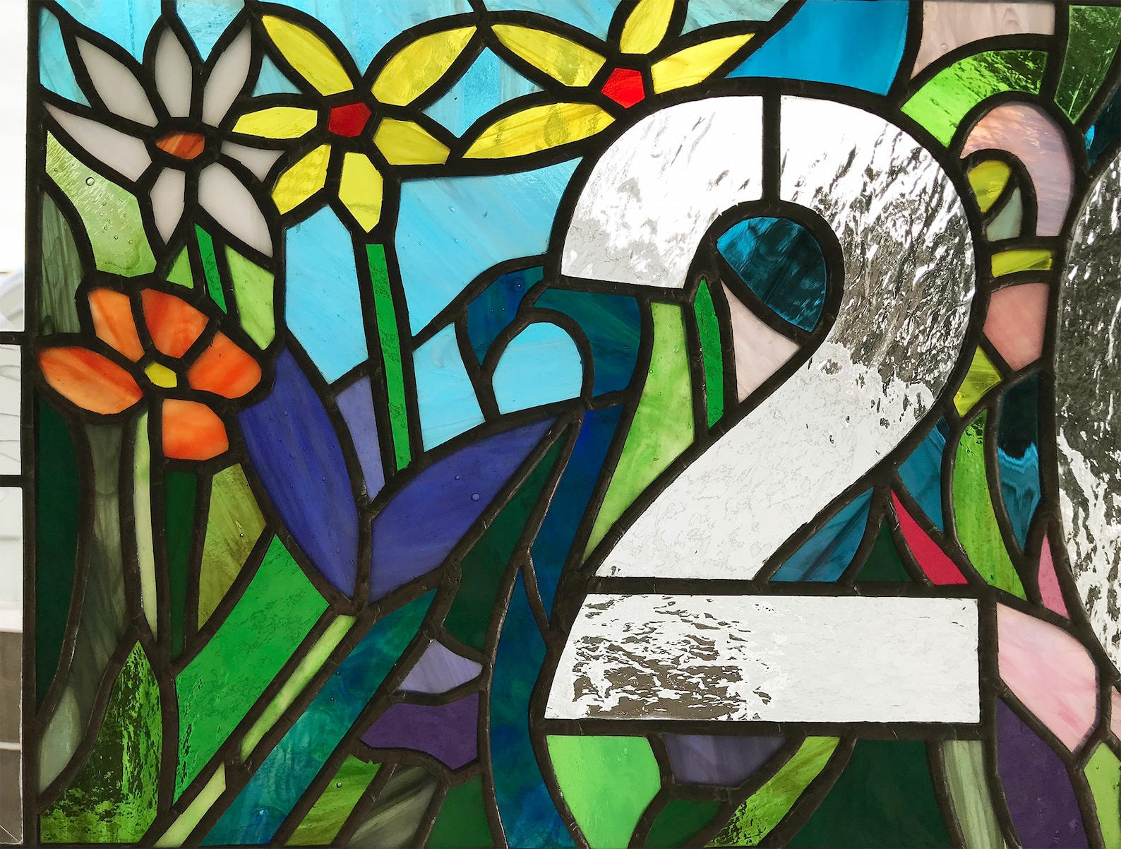 Stained Glass Panel Spring Flower Garden With Address 29 | Etsy
