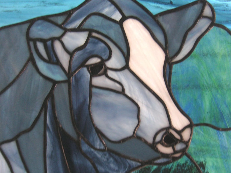Black and White Cow Portrait --15" X 15"- Stained Glass Window Panel - Etsy