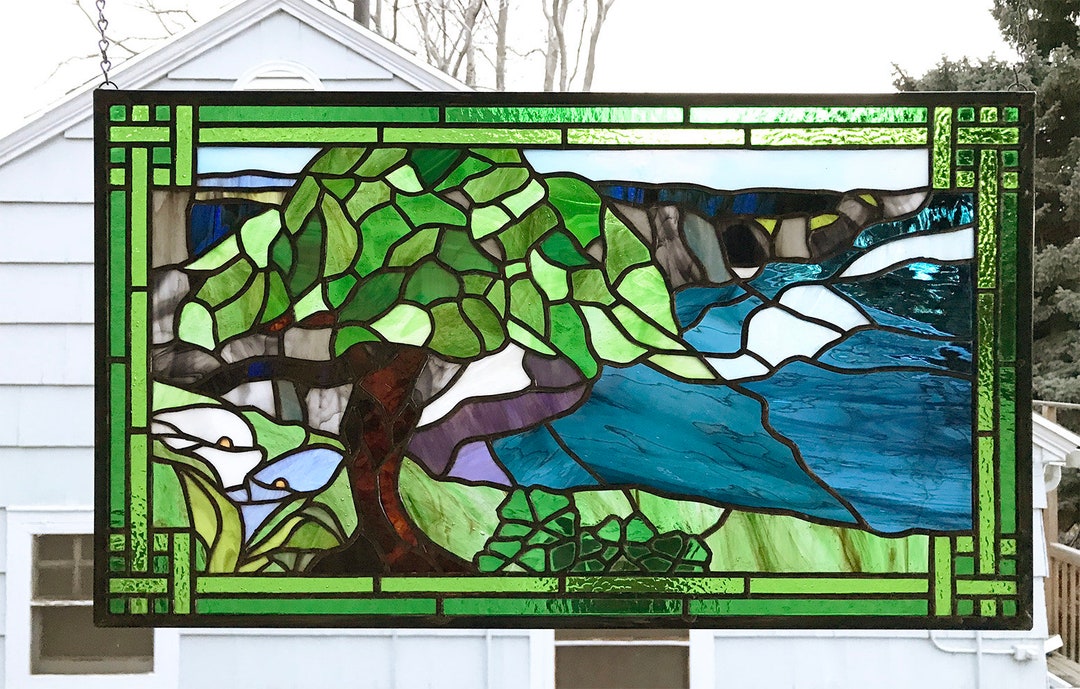 Tree of Life Over Cliffs of Moher-- Stained Glass Panel - Etsy