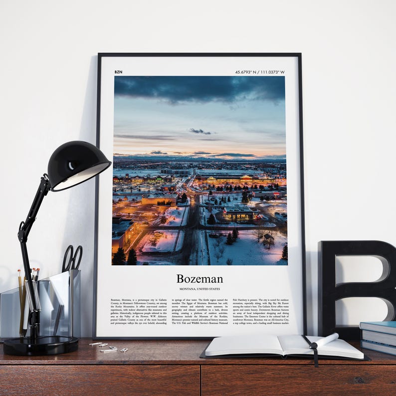 Bozeman Color Print, Bozeman Real Photo Poster, Bozeman Travel Poster ...