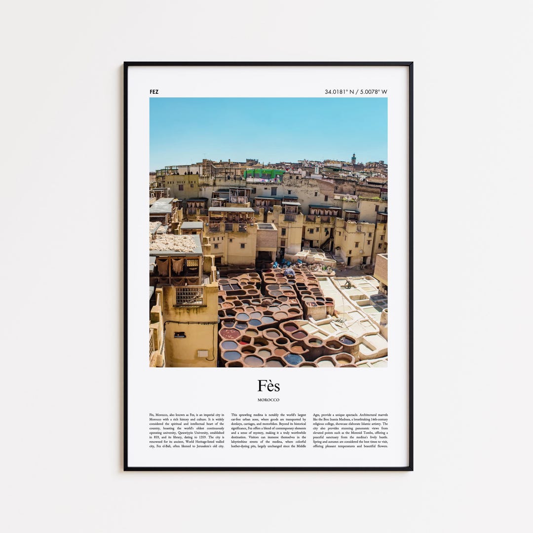 Fès Color Print, Fès Real Photo Poster, Fes Travel Poster Gift, Morocco ...