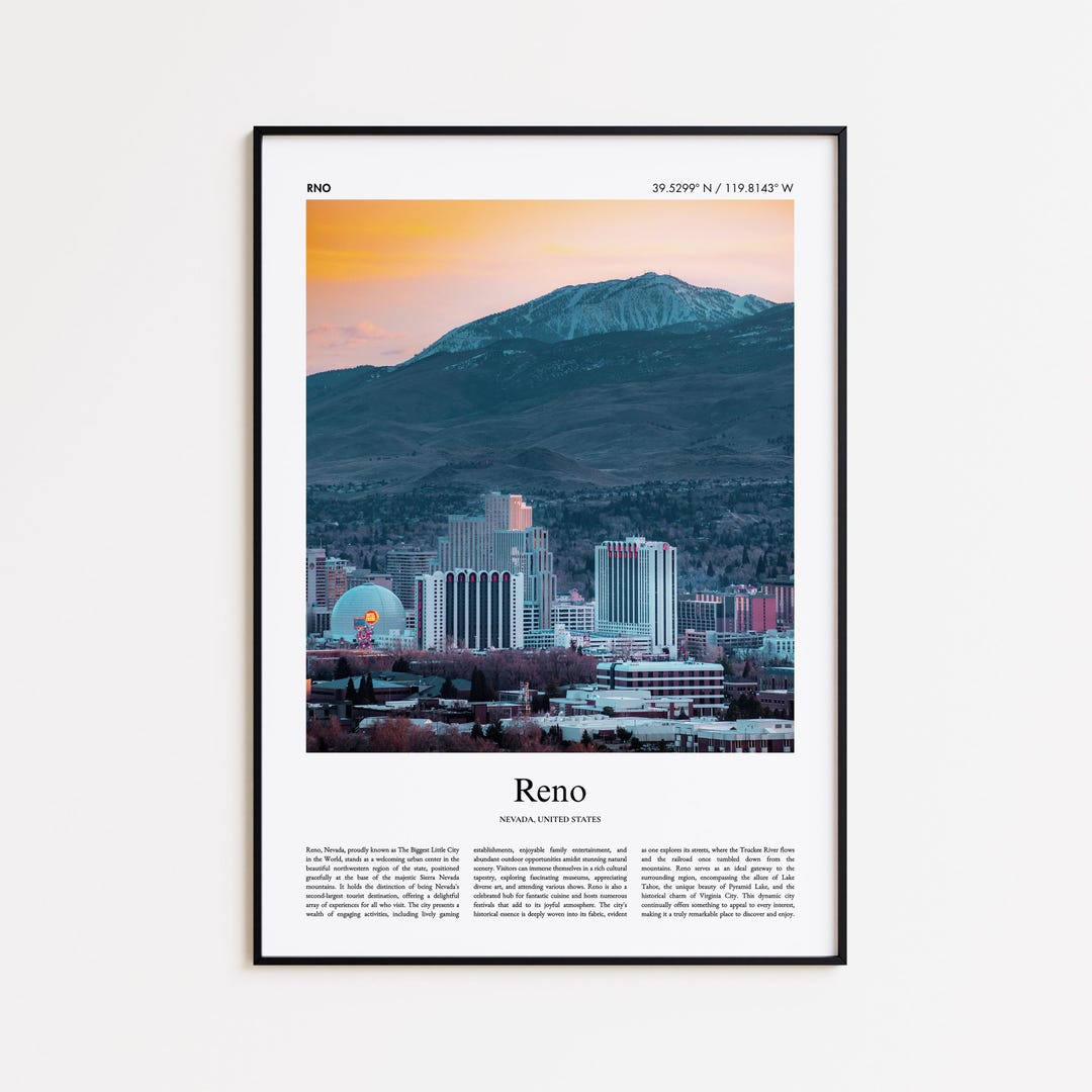 Reno Color Print, Reno Real Photo Poster, Reno Travel Poster Gift ...