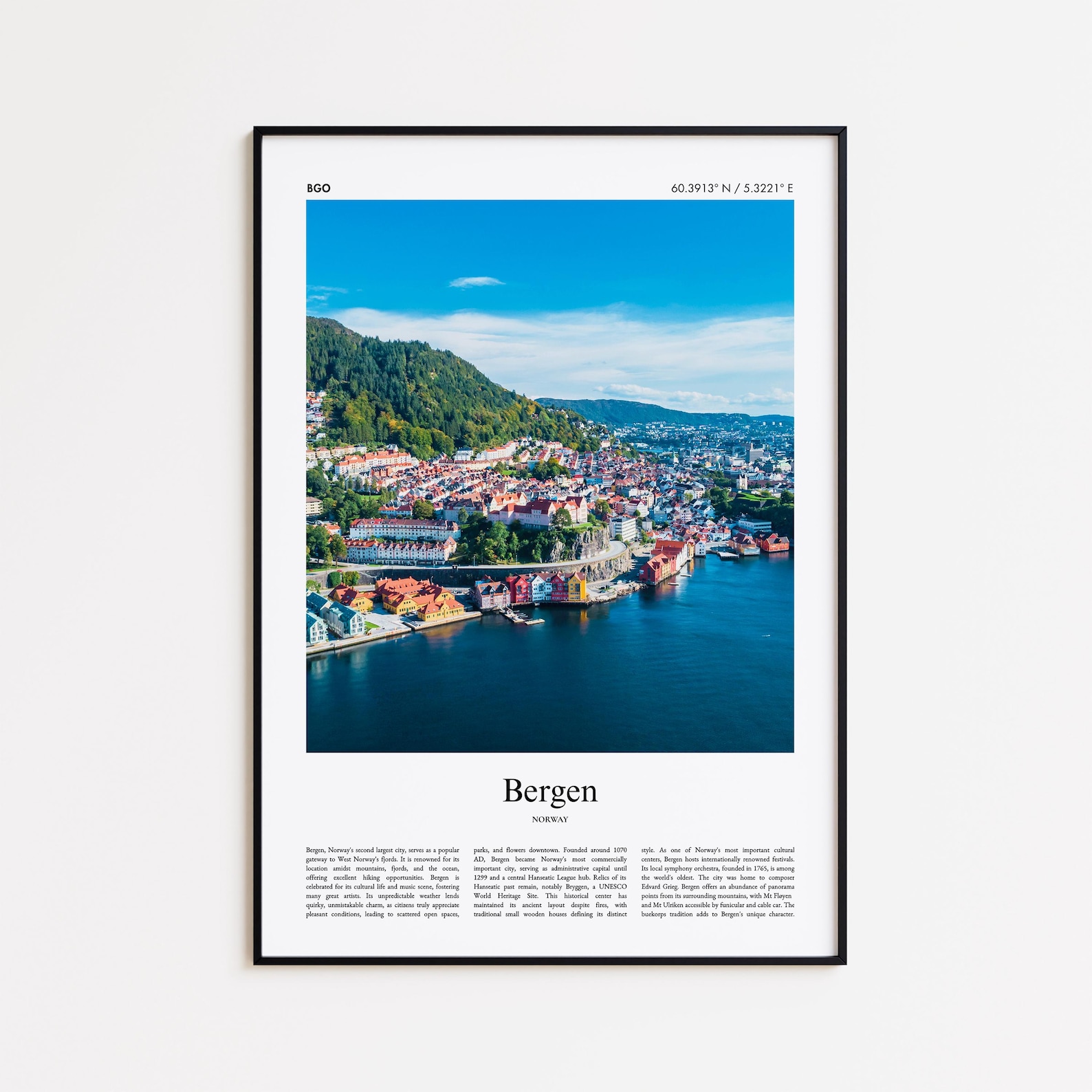 Bergen Color Print, Bergen Real Photo Poster, Bergen Travel Poster Gift ...
