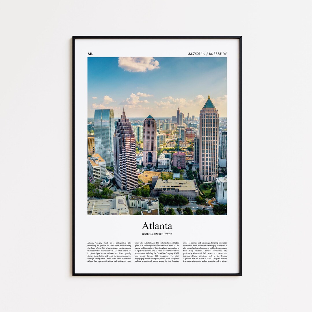 Atlanta Color Print, Atlanta Real Photo Poster, Atlanta Travel Poster ...