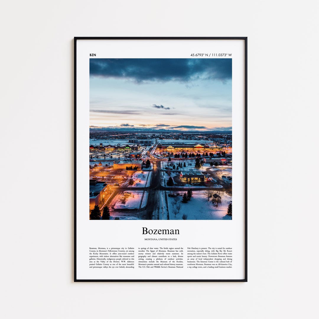 Bozeman Color Print, Bozeman Real Photo Poster, Bozeman Travel Poster ...