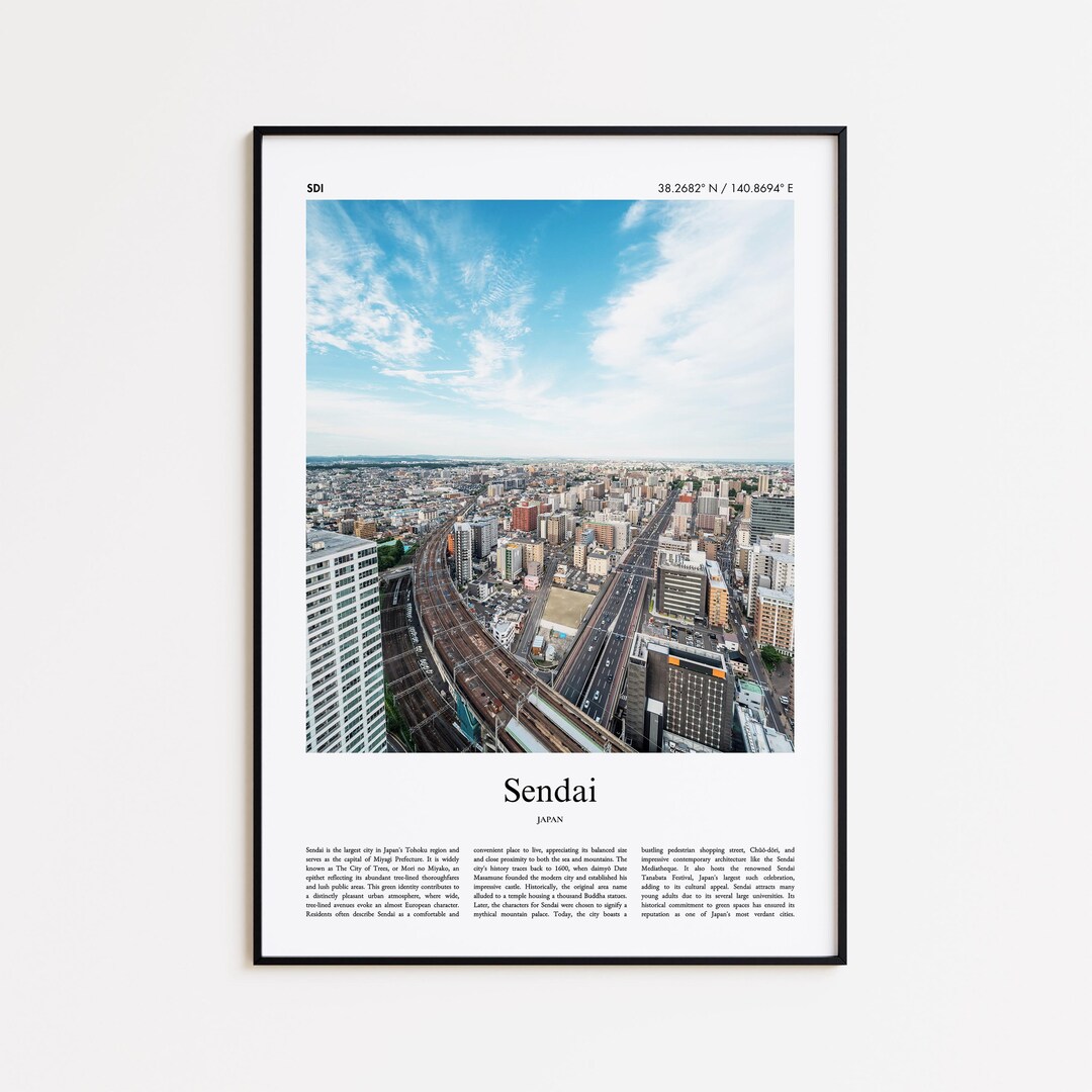 Sendai Color Print, Sendai Real Photo Poster, Sendai Travel Poster Gift ...