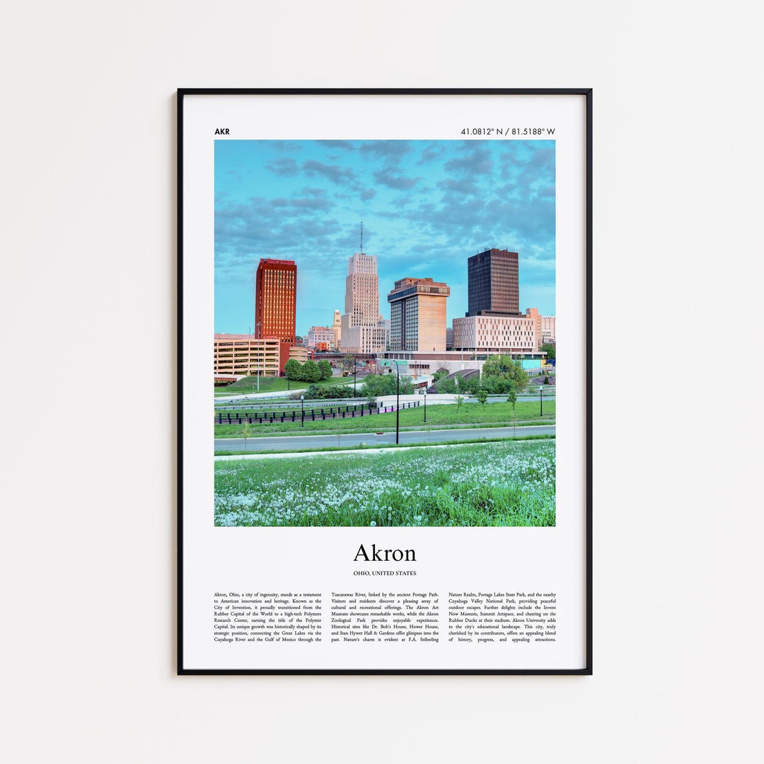 Akron Color Print, Akron Real Photo Poster, Akron Travel Poster Gift ...