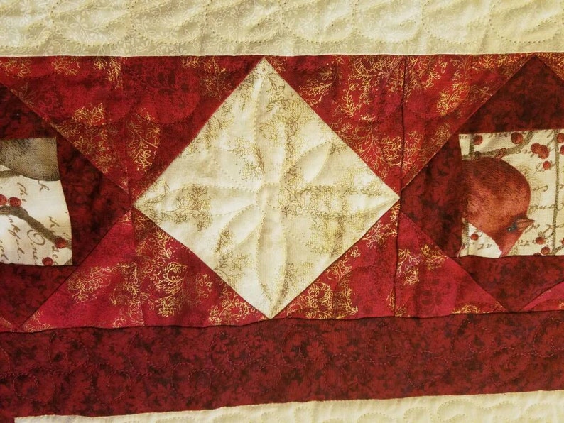 Red and Cream With Cardinals Fabric Queen Quilt - Etsy
