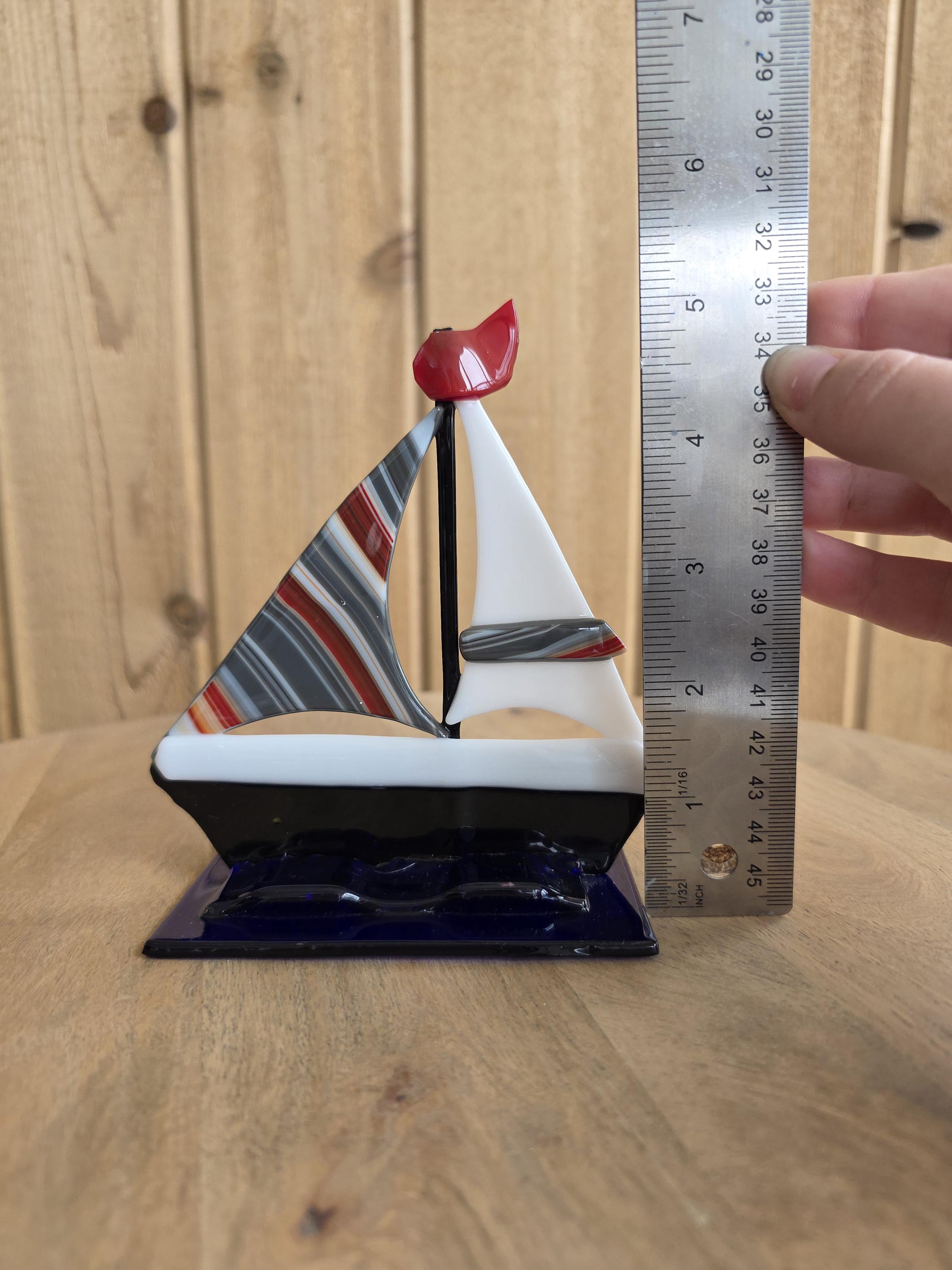 Fused Glass Sailboat Gift Small Sailboat Nautical Decor Tabletop ...