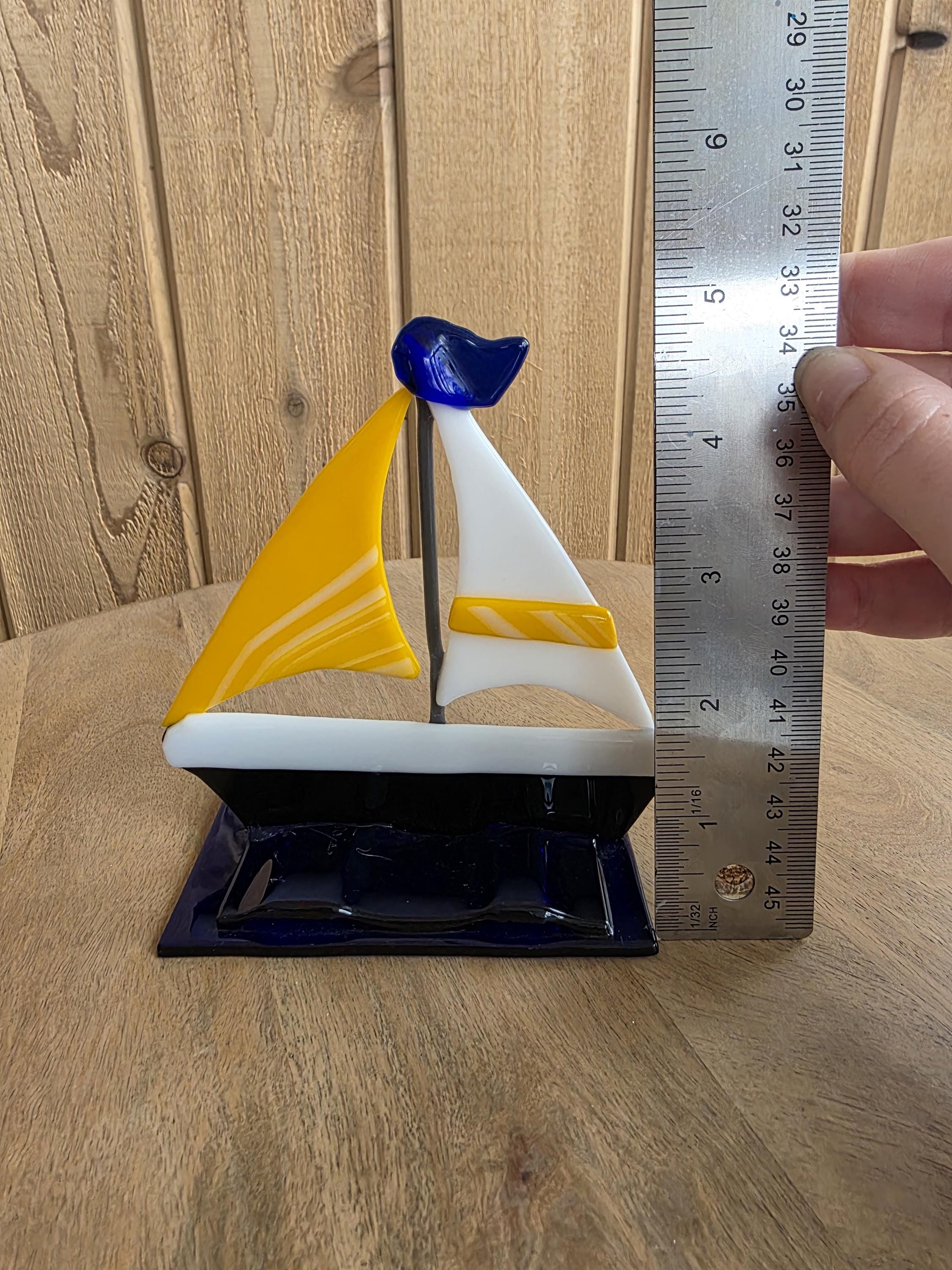 Fused Glass Sailboat Gift Small Sailboat Nautical Decor Tabletop ...