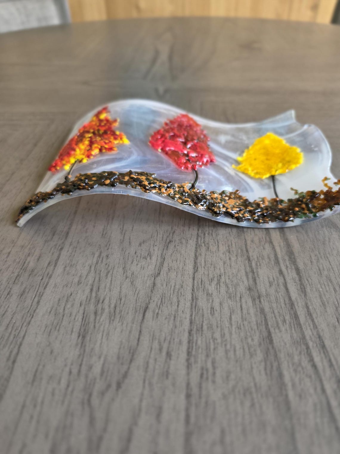 Fused Glass Fall Trees Wavy Panel: Autumn Decor, Candle Display - Etsy