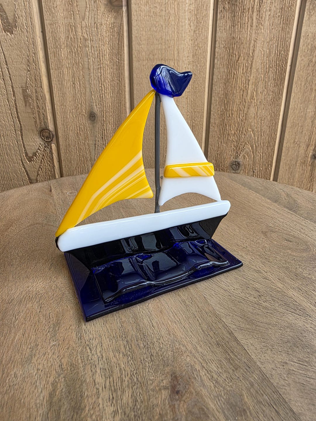 Fused Glass Sailboat Gift Small Sailboat Nautical Decor Tabletop ...