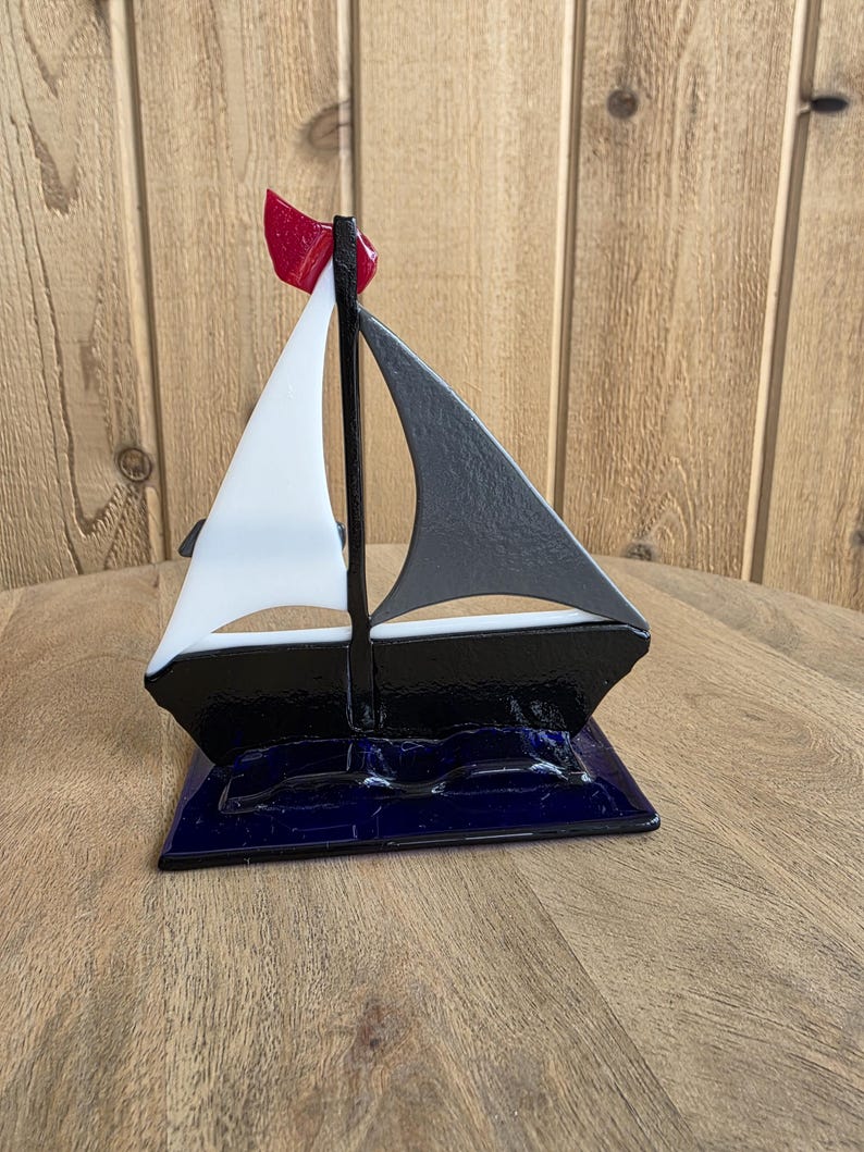 Fused Glass Sailboat Gift Small Sailboat Nautical Decor Tabletop ...