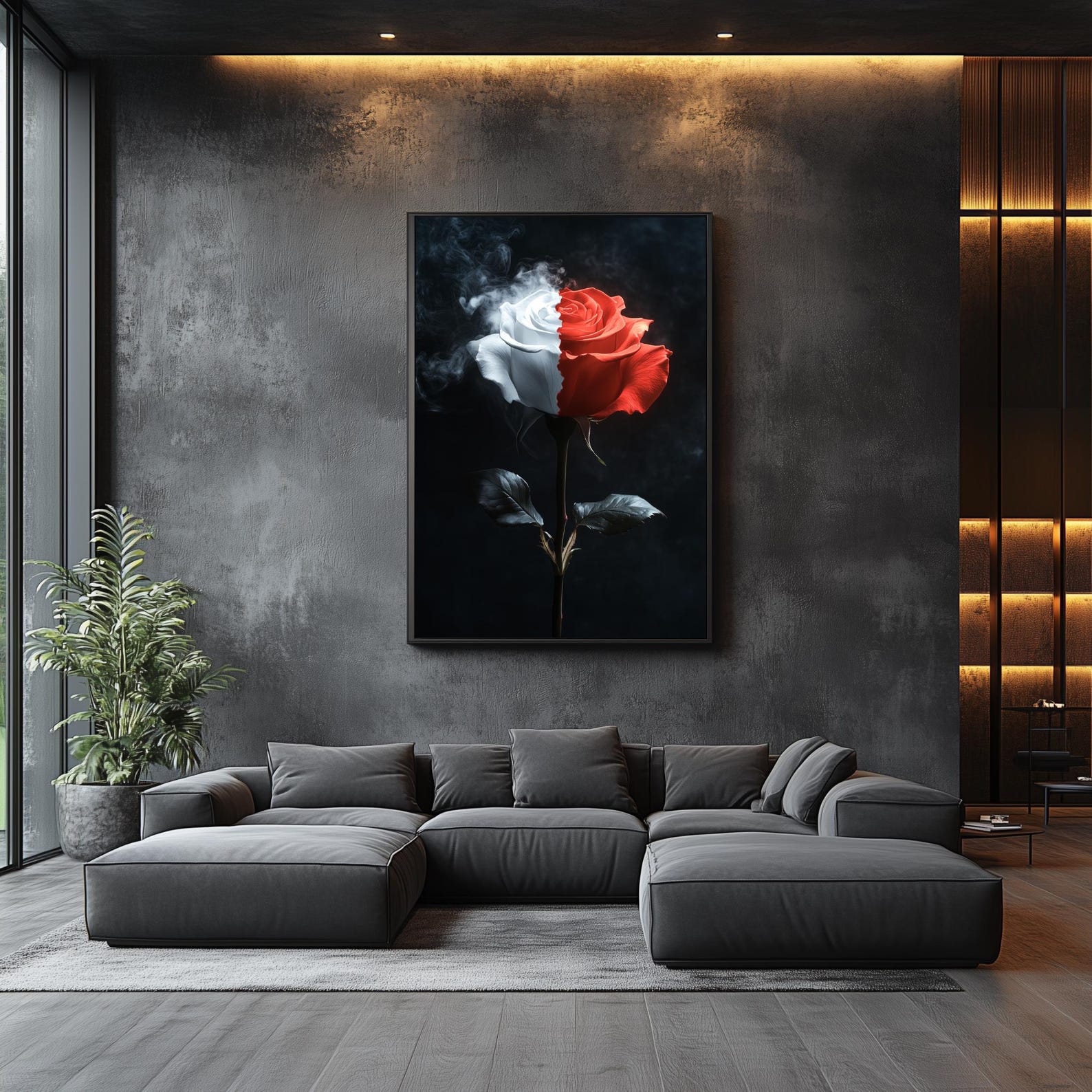 Black and Red Rose Art Print Set: Modern Floral Wall Decor (digital ...