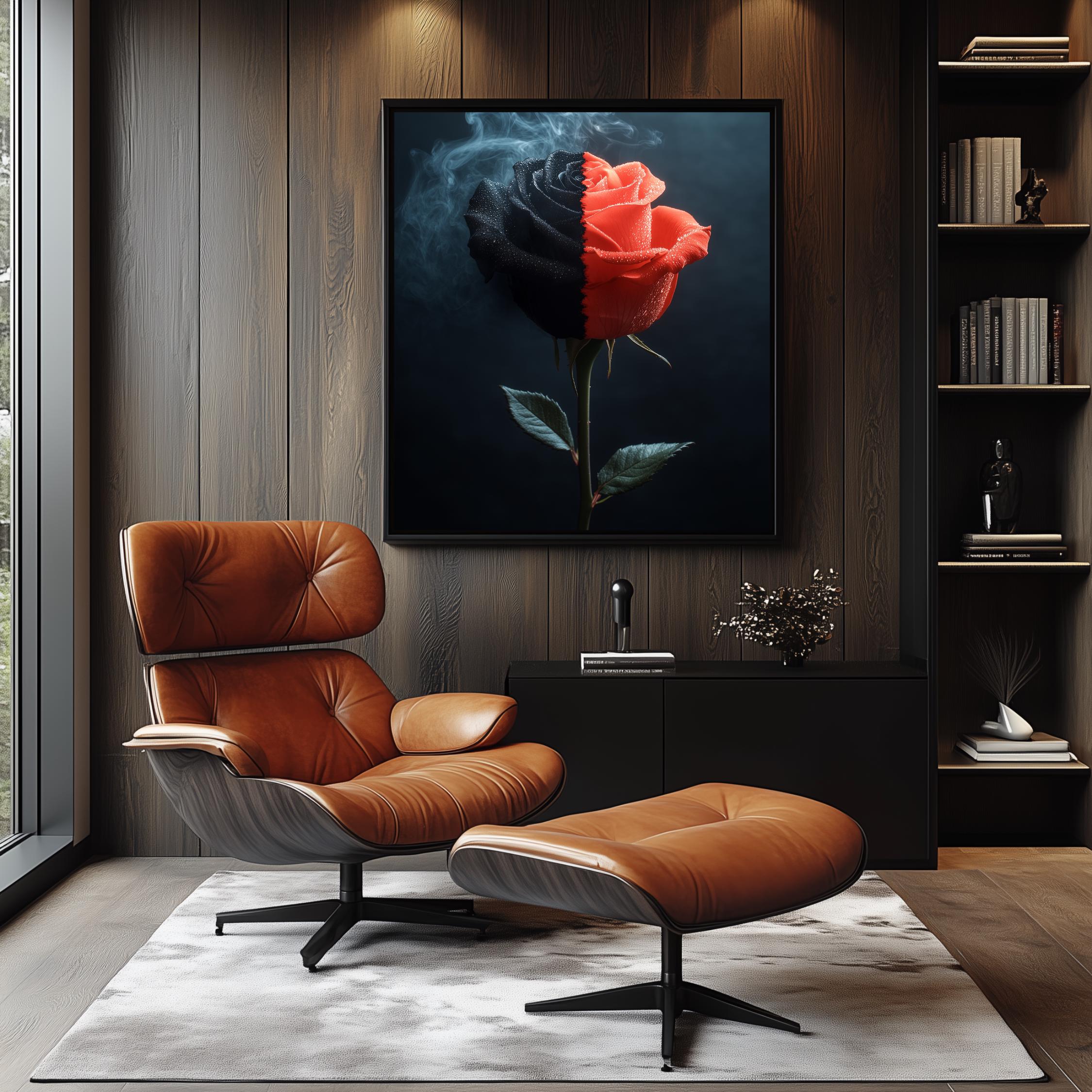 Black and Red Rose Art Print Set: Modern Floral Wall Decor (digital ...