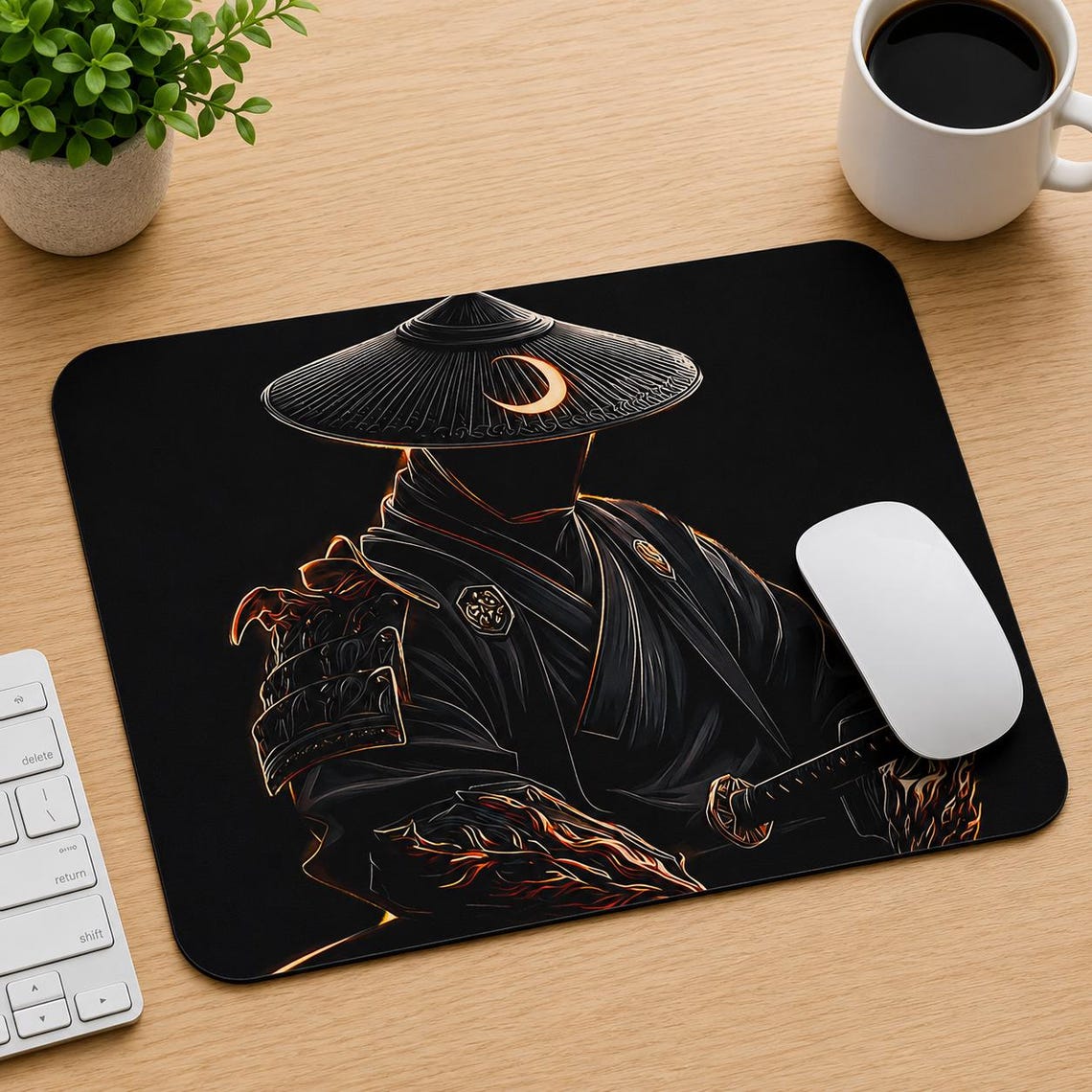 Black Samurai Mouse Pad | Japanese Mouse Pad, Gaming Desk Mat ...