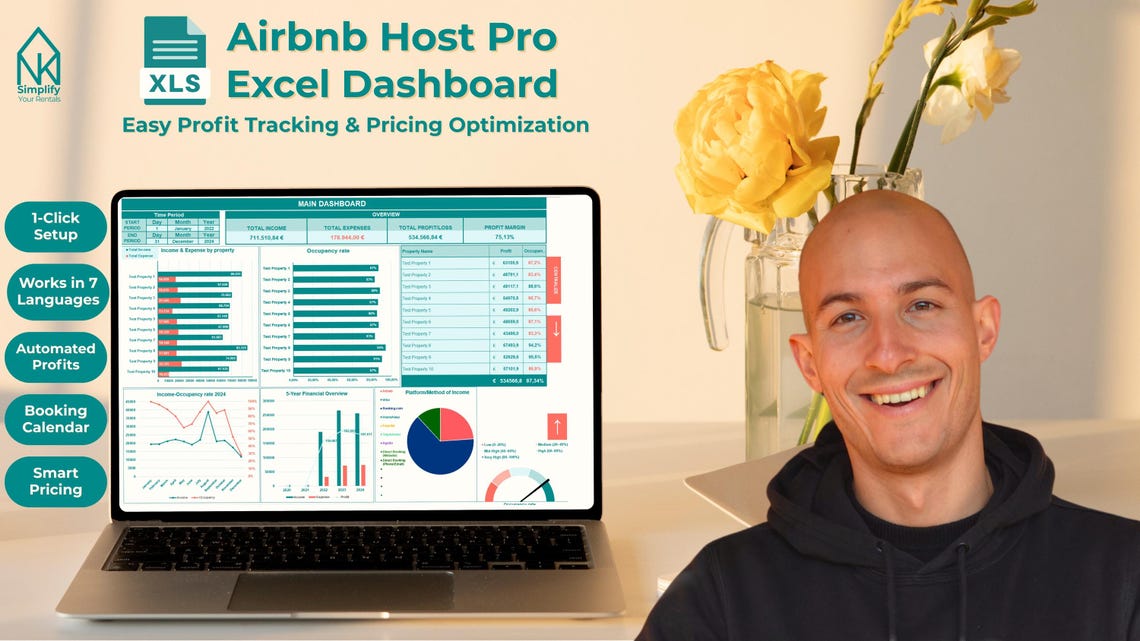 Airbnb Excel Template | Rental Income Tracker, Booking Calendar ...