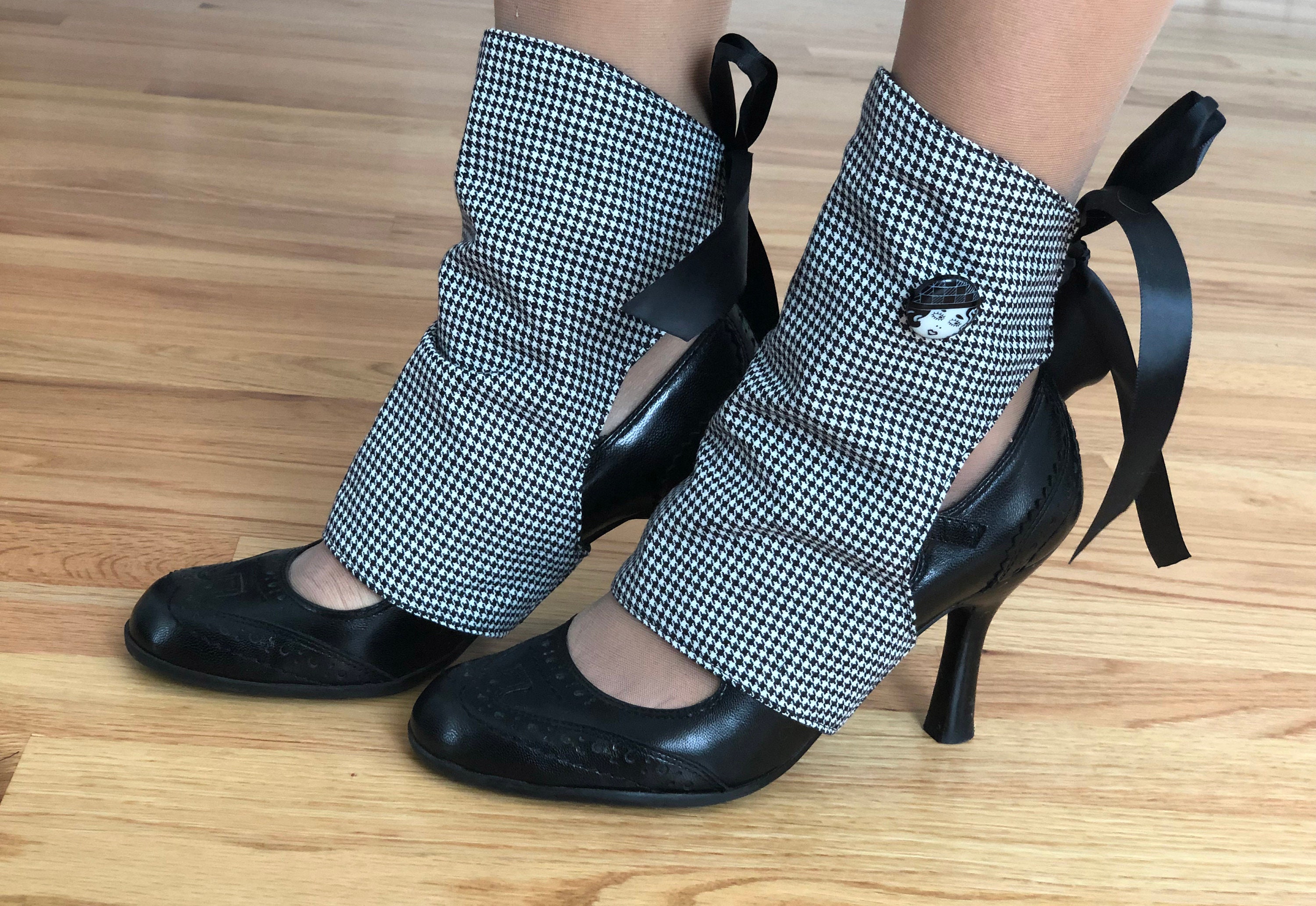 Black and White Houndstooth Spats. Handmade. OOAK - Etsy