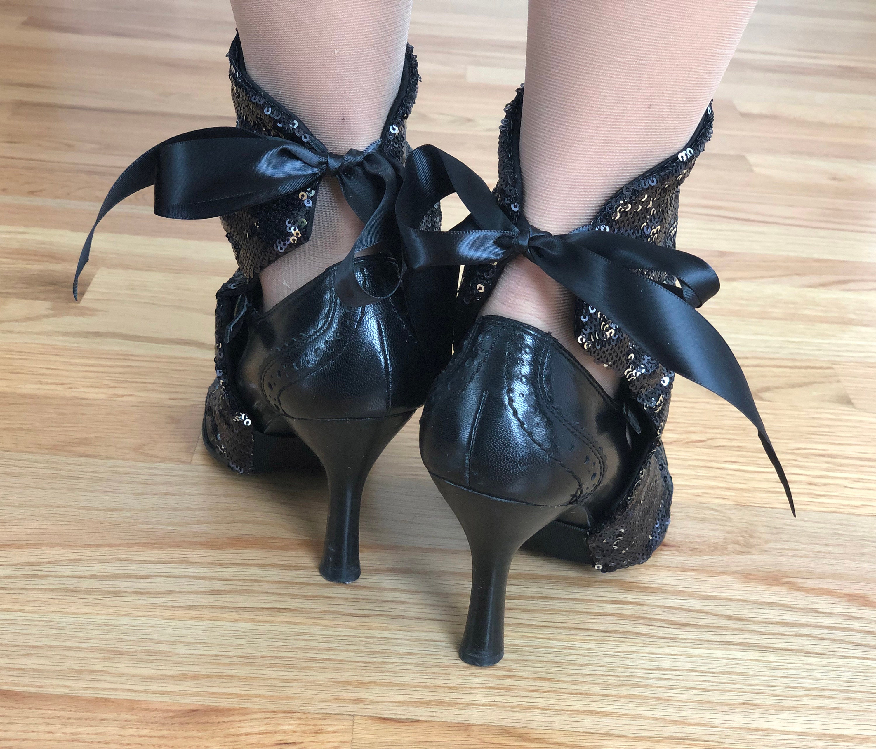 Black and Silver Flippy Sequins Sparkly Spats. Handmade. OOAK - Etsy