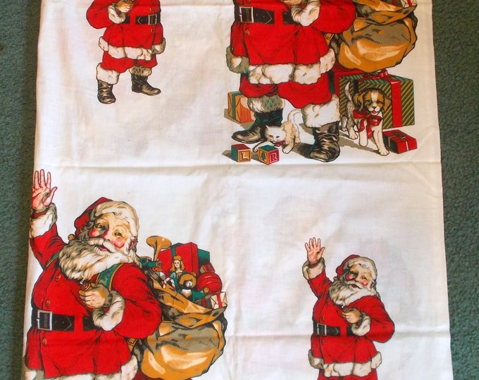 Vintage Christmas Hallmark Cut & Sew Fabric Panels Wamsutta Santa ...