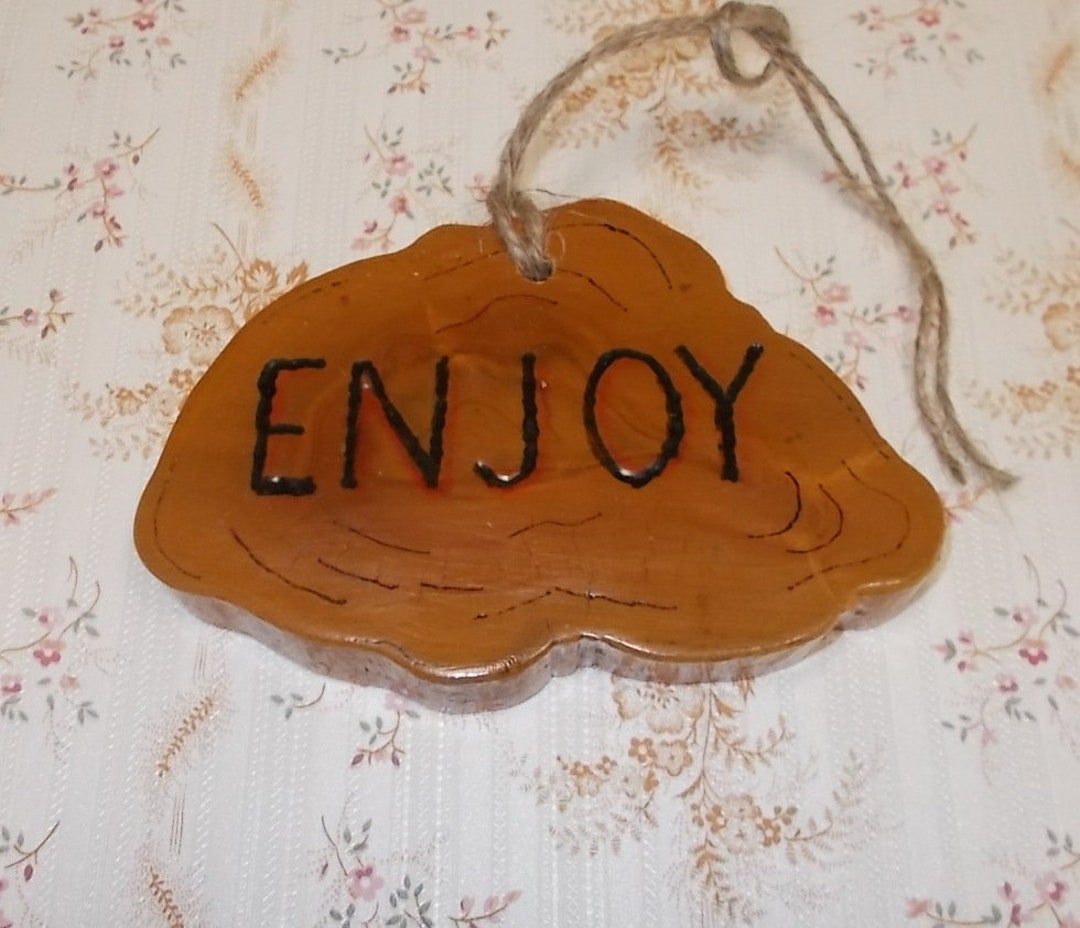 Wood Burned "enjoy" Cypress Knee Wood Slice Christmas Tree Ornament - Etsy