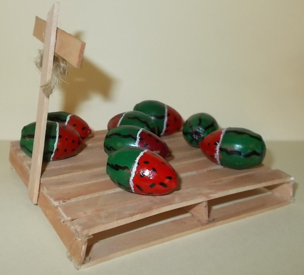 8 Mini Watermelons on a Pallet Summer Table Shelf Party Decor | Etsy