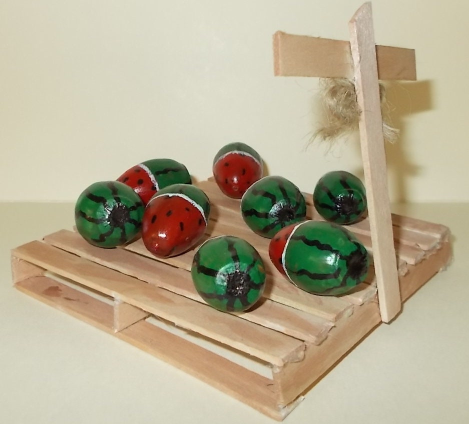 8 Mini Watermelons on a Pallet Summer Table Shelf Party Decor | Etsy