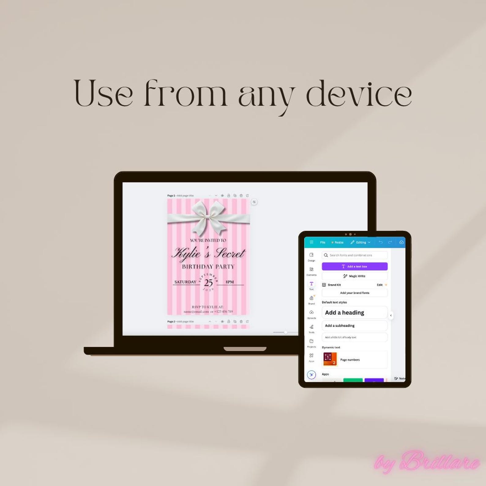 VS Inspired Pink Invitation Canva Templates (digital Download) - Etsy