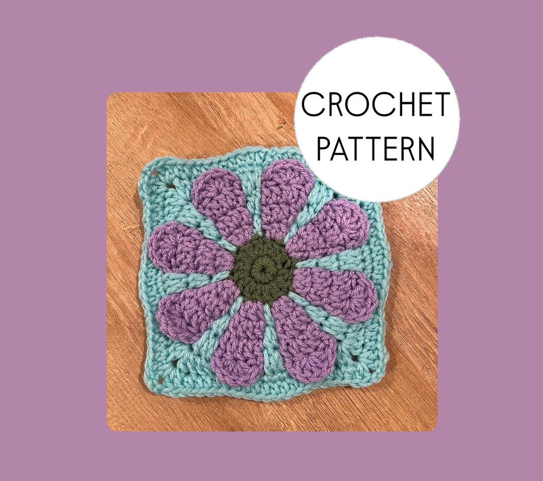 Retro Daisy Granny Square Crochet Pattern • PDF Only - Etsy