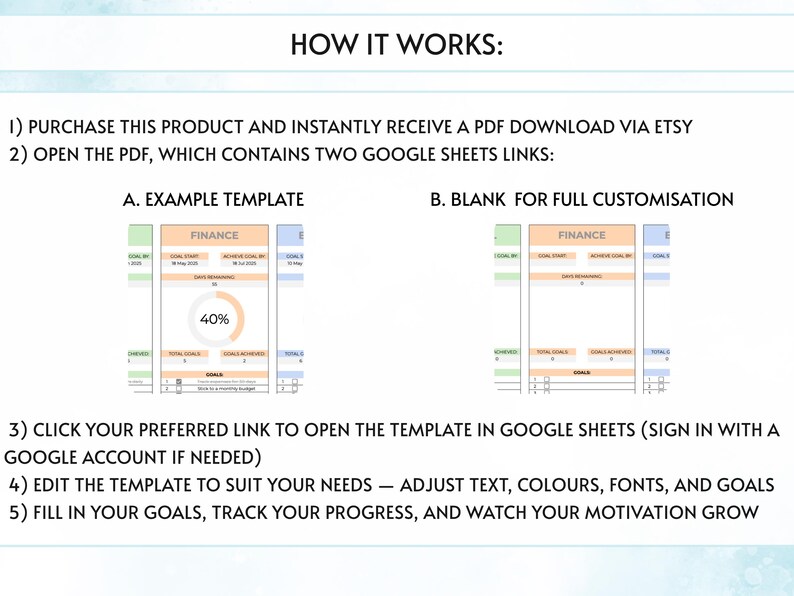 Editable Google Sheets Goals Tracker | Digital Goal Planner With ...