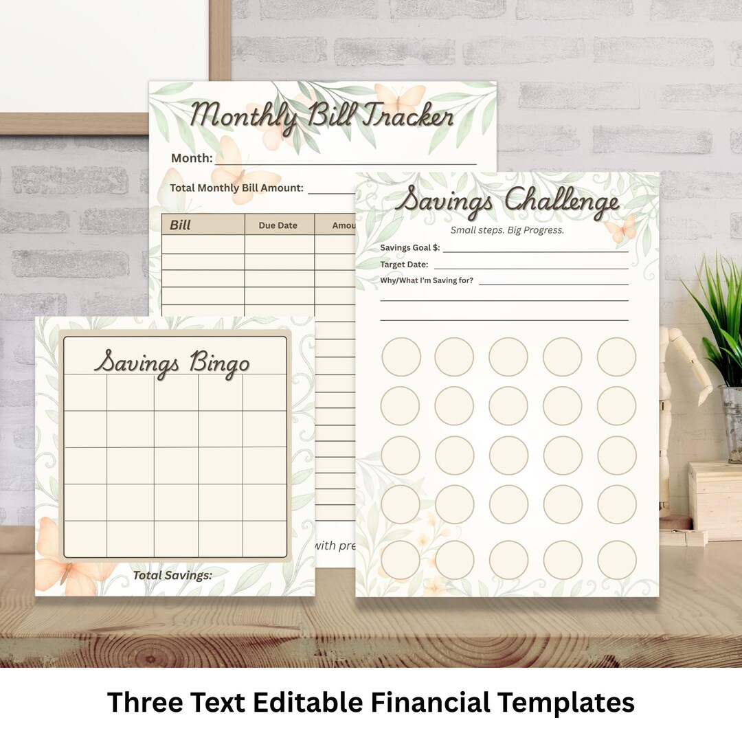 Editable Financial Reset Kit | Minimal Floral Savings Challenge, Bill ...