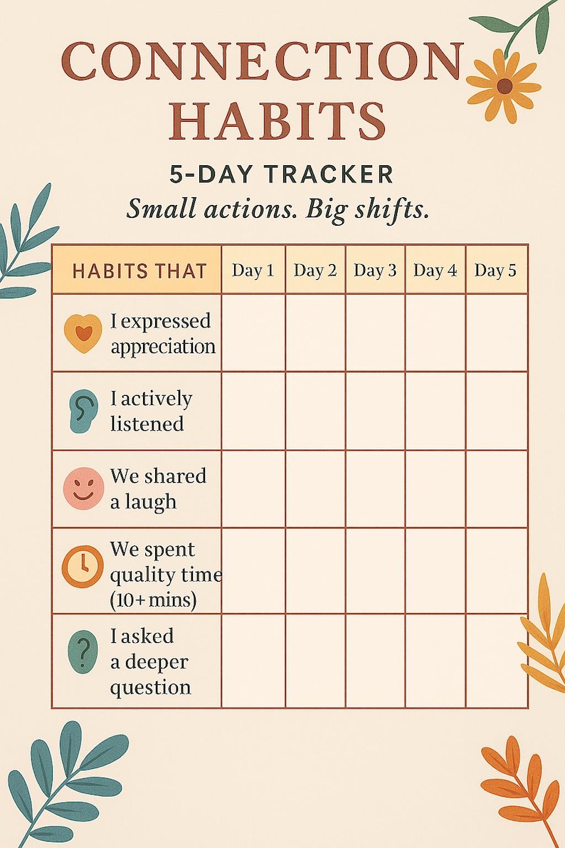 Connection Habits – 5-day Relationship Growth Tracker | Printable ...