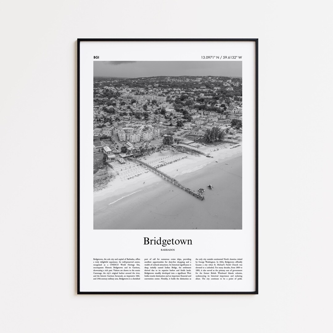 Bridgetown Black and White Print, Bridgetown Photo Poster, Bridgetown ...