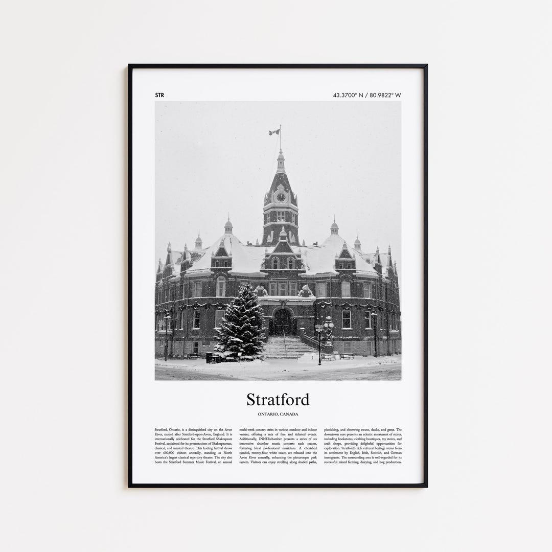 Stratford Black and White Print, Stratford Photo Poster, Stratford ...